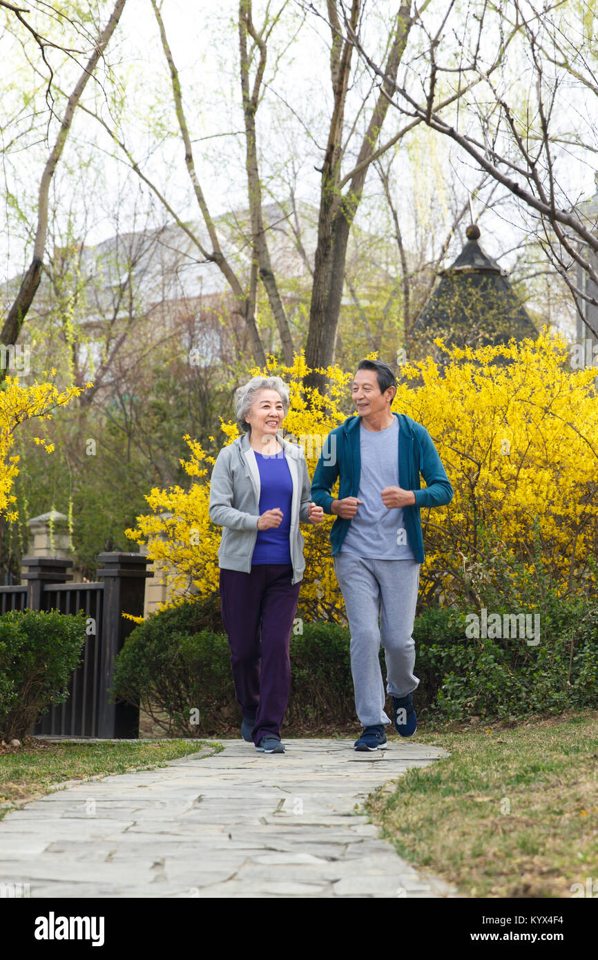 The old couple jogged out in the open Stock Photo - Alamy