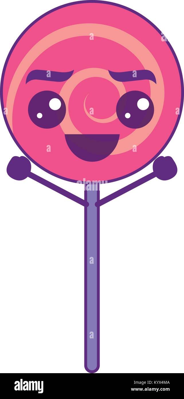 cartoon round lollipop swirl kawaii character Stock Vector Image & Art ...