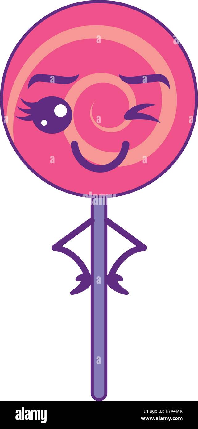 cartoon round lollipop swirl kawaii character Stock Vector Image & Art ...