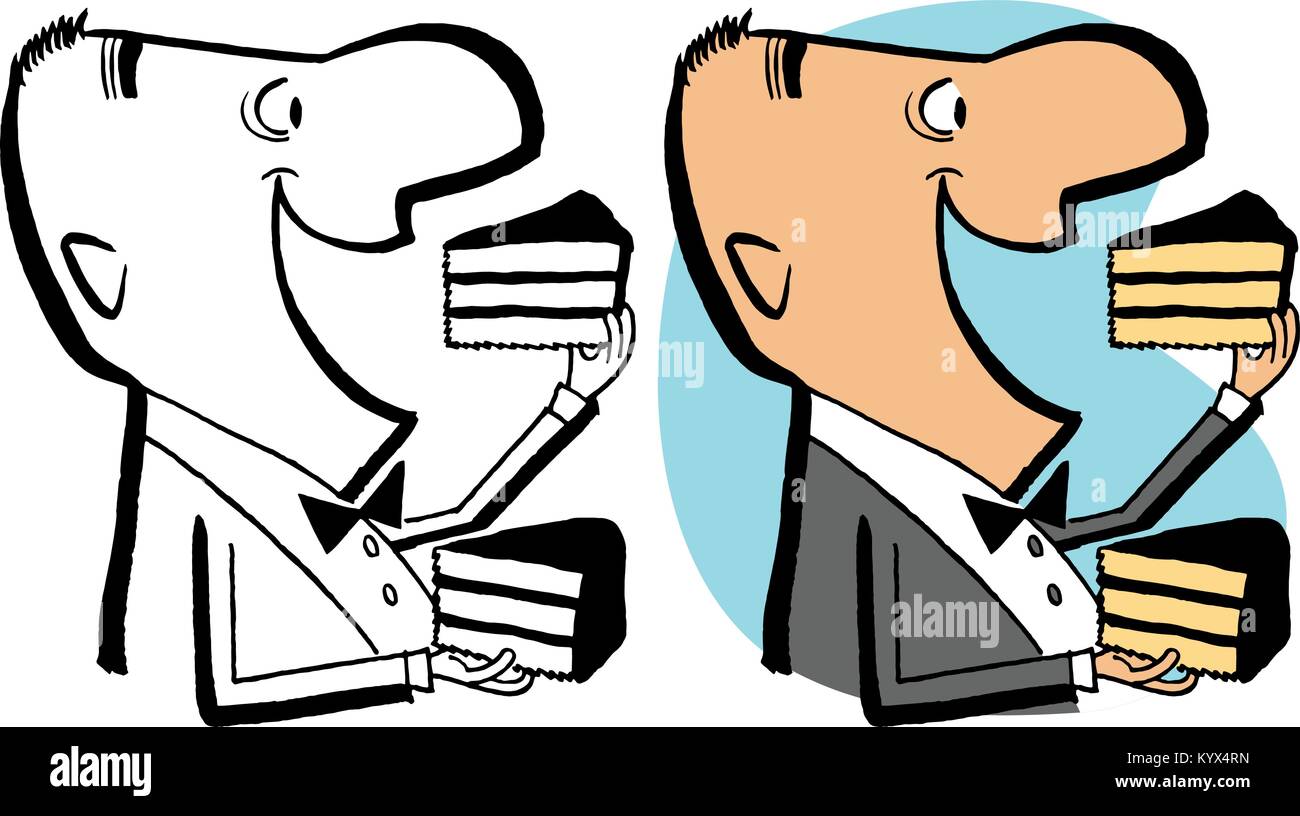 Man eating cake Stock Vector Images - Alamy