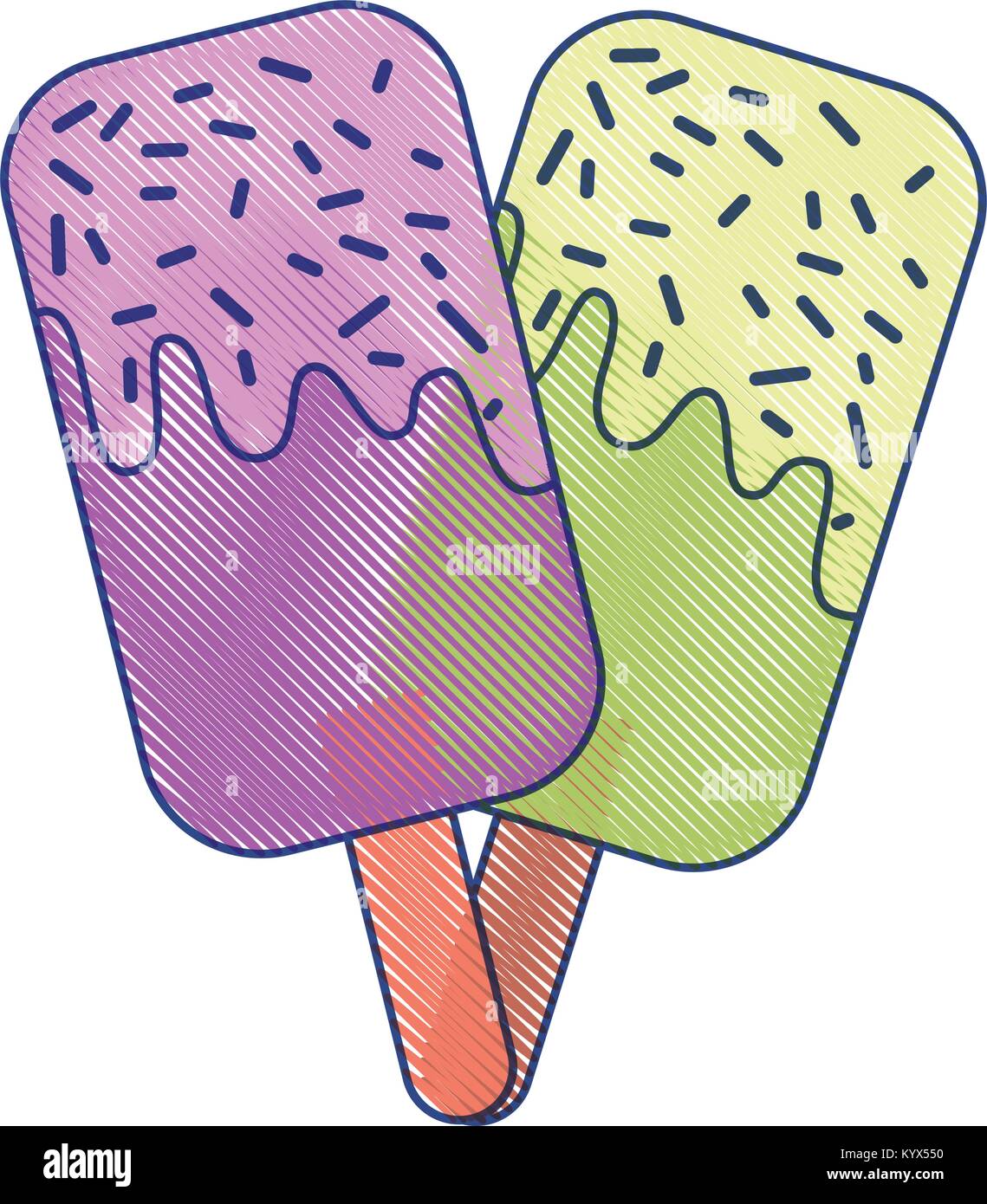 two ice cream stick cold sweet dessert Stock Vector Image & Art - Alamy