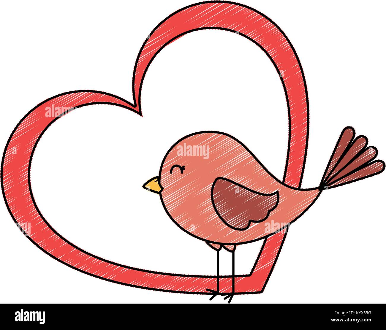 cute bird with heart vector illustration design Stock Vector Image ...