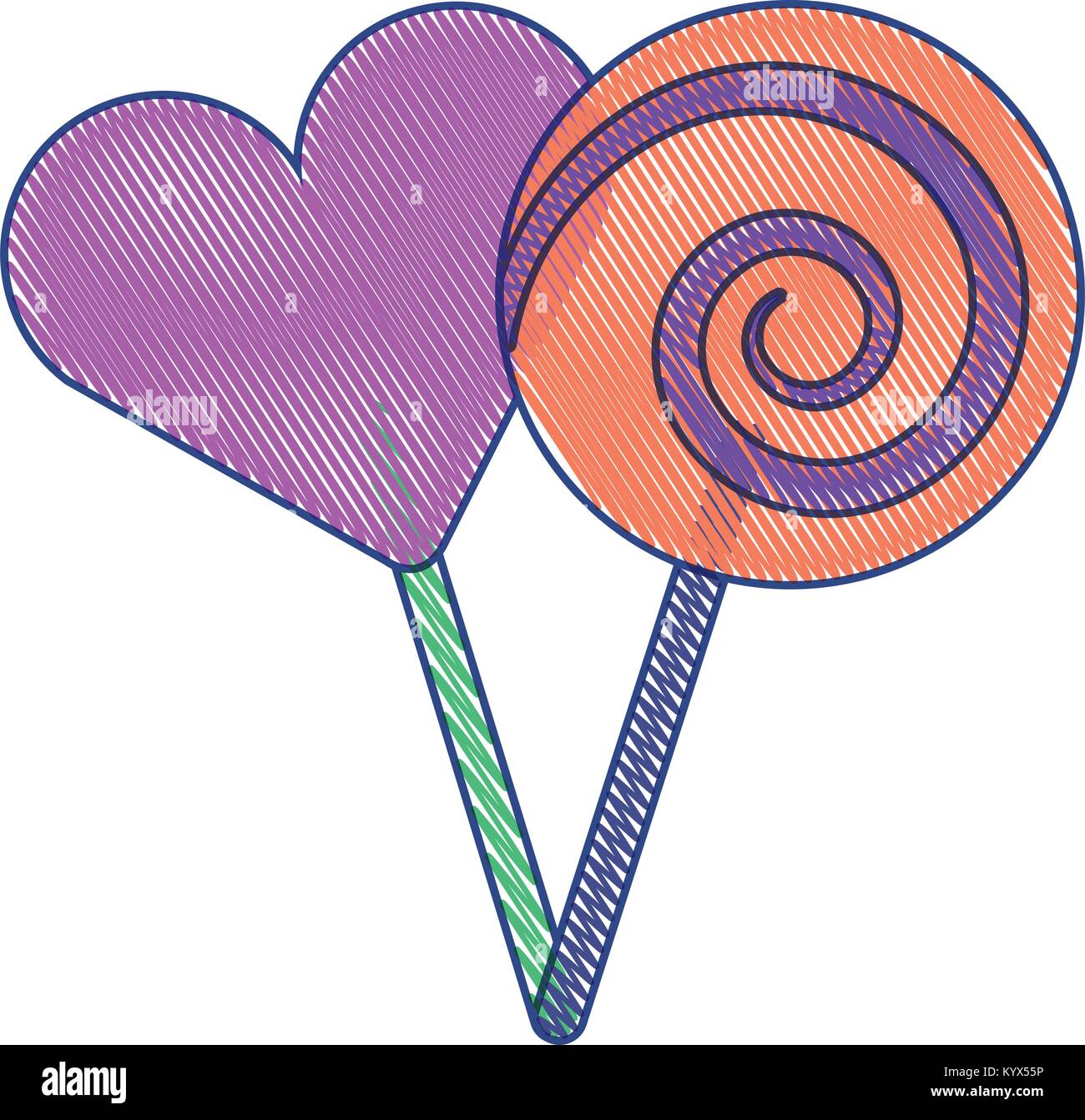two round lollipop and heart shape candy Stock Vector Image & Art - Alamy
