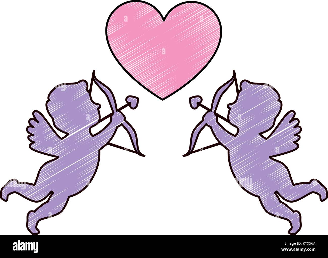 cupid angels with heart vector illustration design Stock Vector Image ...