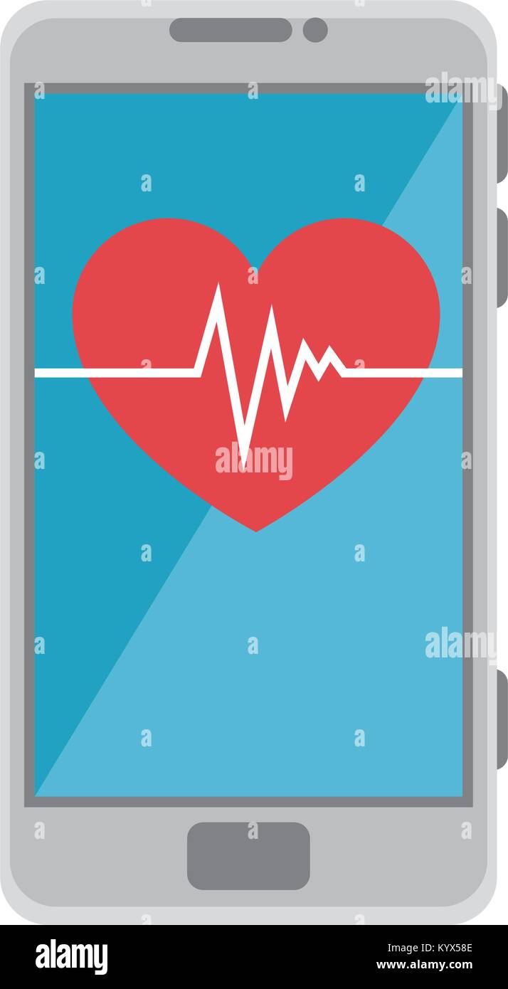 smartphone device with heart cardio vector illustration design Stock ...