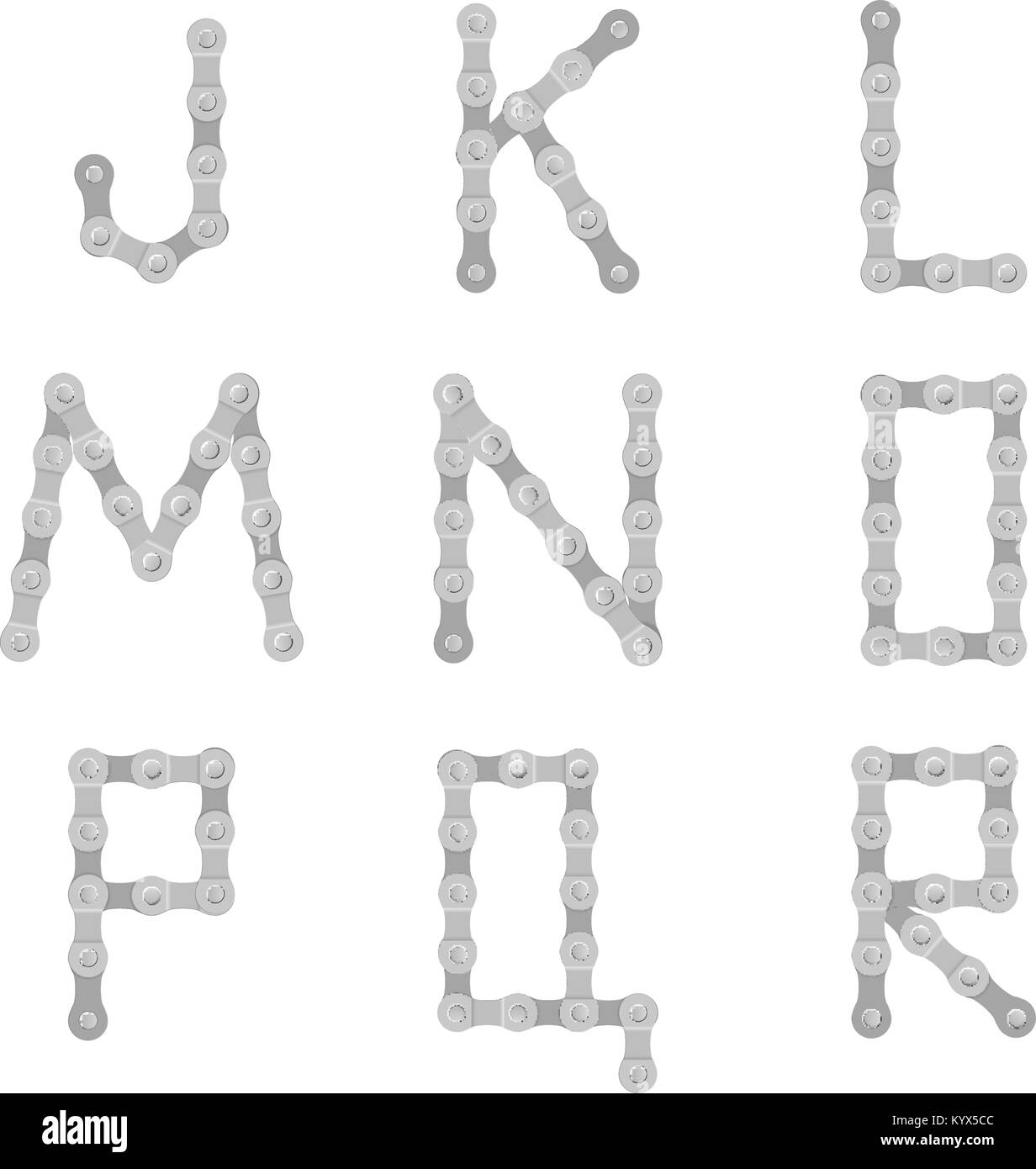 Cycling chain alphabet J to R on a white background Stock Vector Image ...