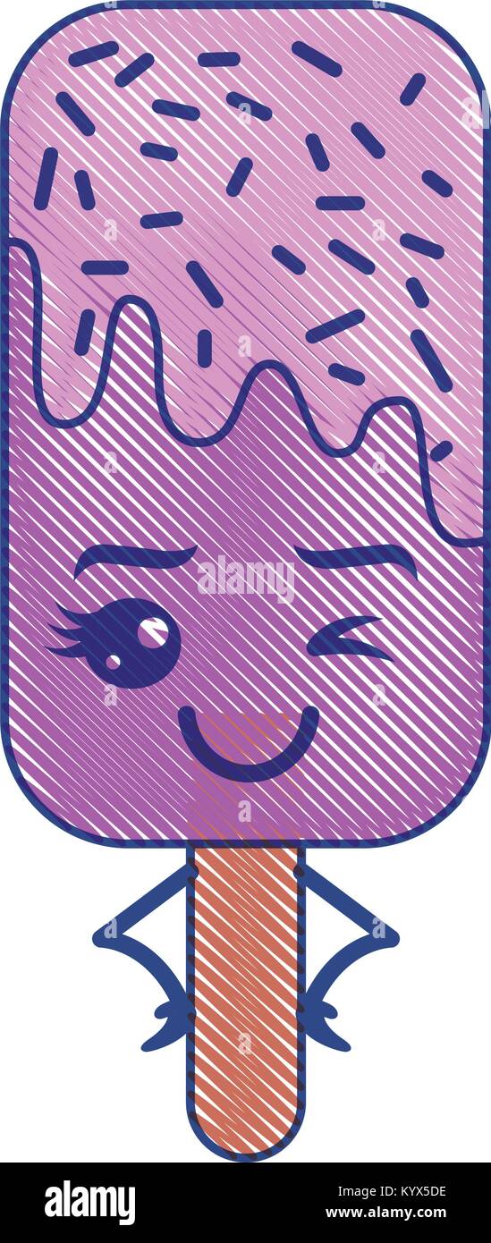 kawaii ice cream stick cartoon character Stock Vector Image & Art - Alamy