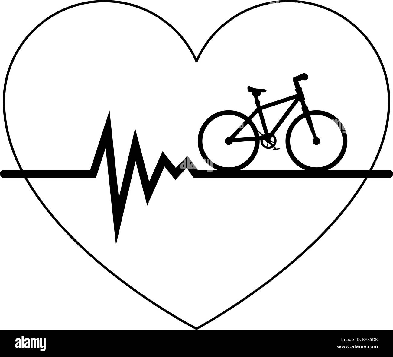 heart cardio with bicycle vector illustration design Stock Vector Image ...