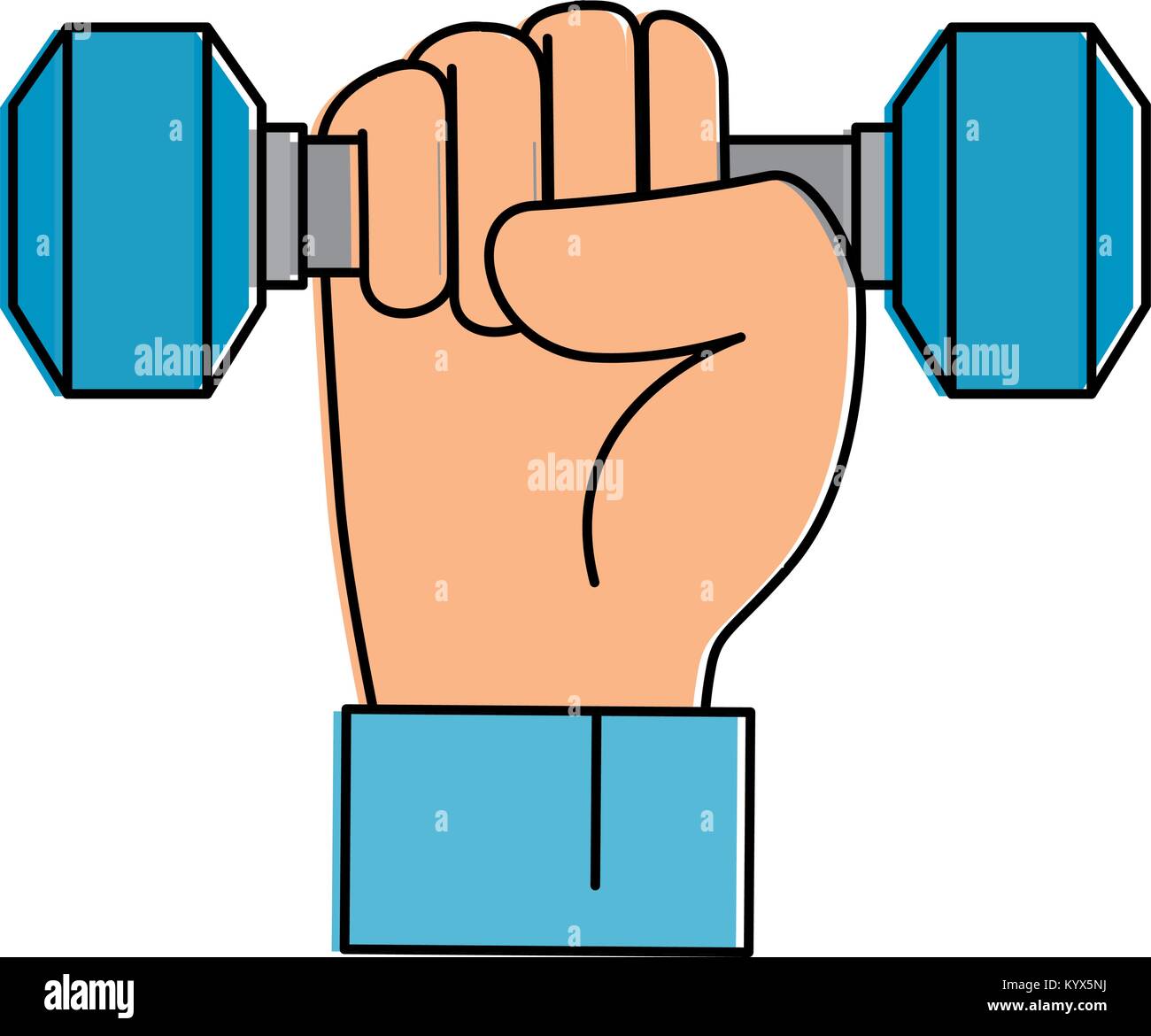 hand with weight lifting gym device vector illustration design Stock ...