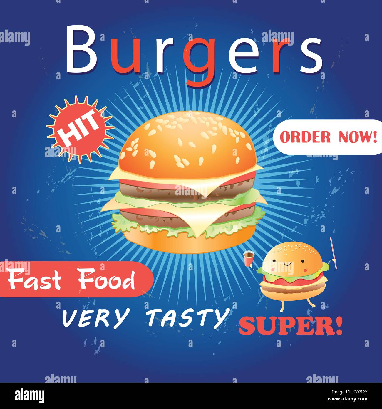 Advertising poster with a delicious burger Stock Vector Image & Art - Alamy