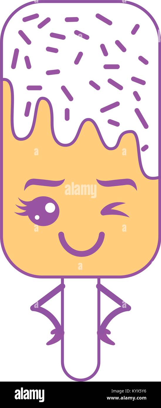 kawaii ice cream stick cartoon character Stock Vector Image & Art - Alamy