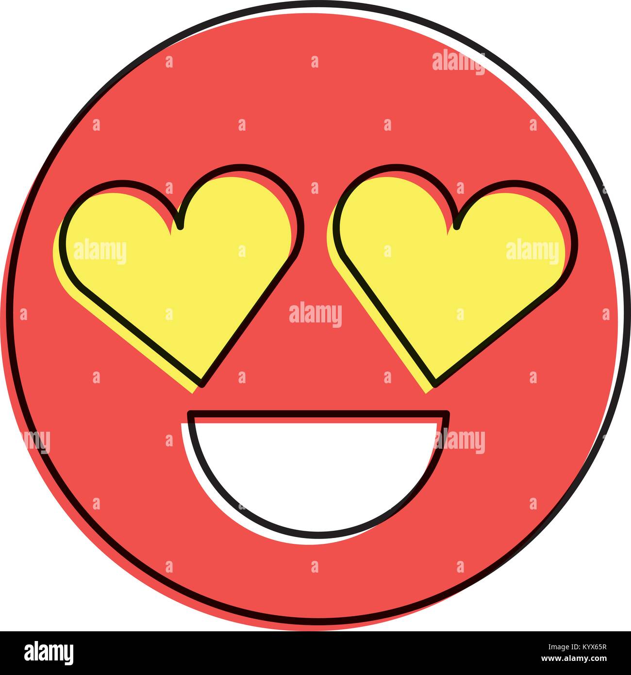 smile emoticon heart shape eyes love Stock Vector Image & Art - Alamy