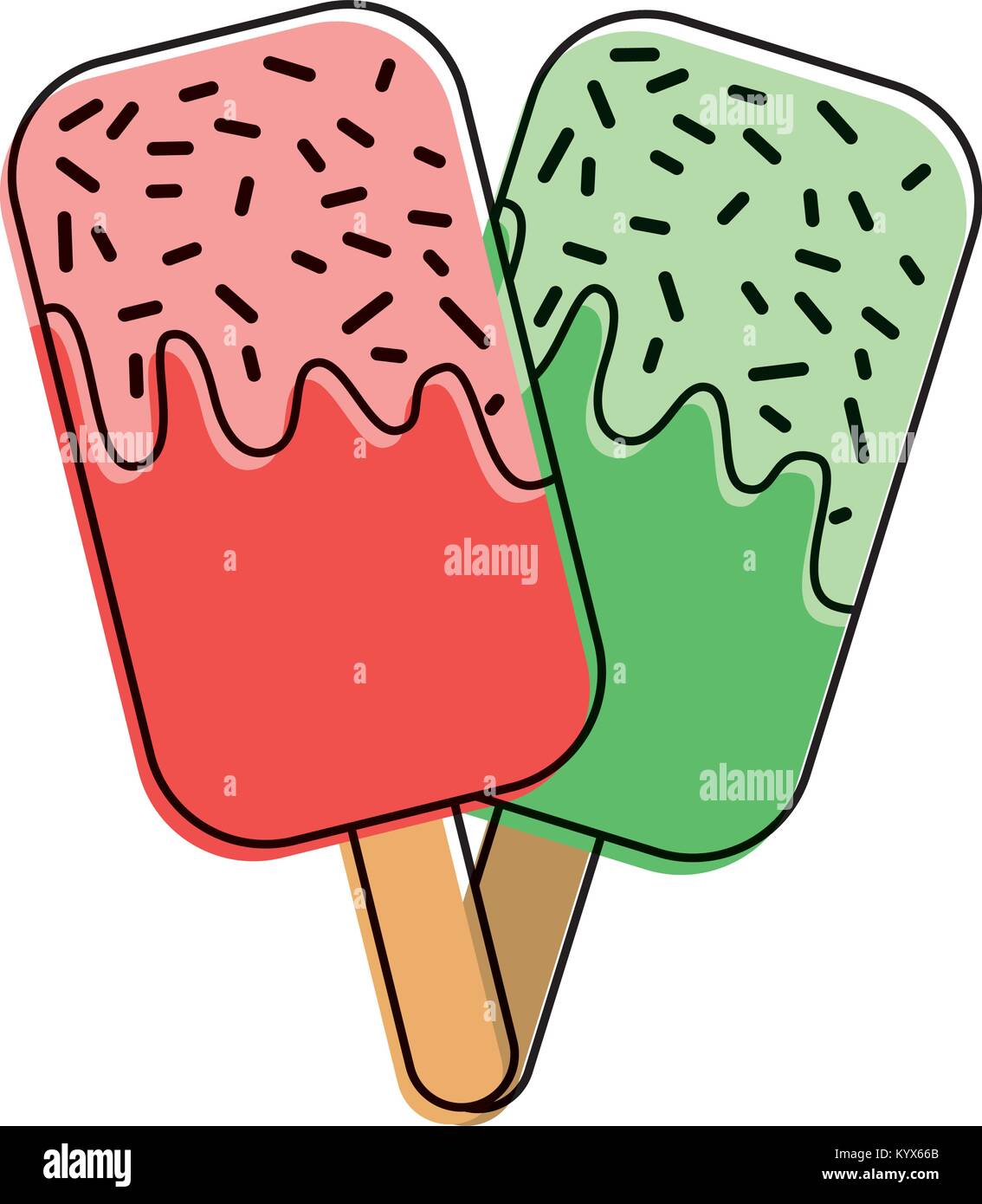 two ice cream stick cold sweet dessert Stock Vector Image & Art - Alamy