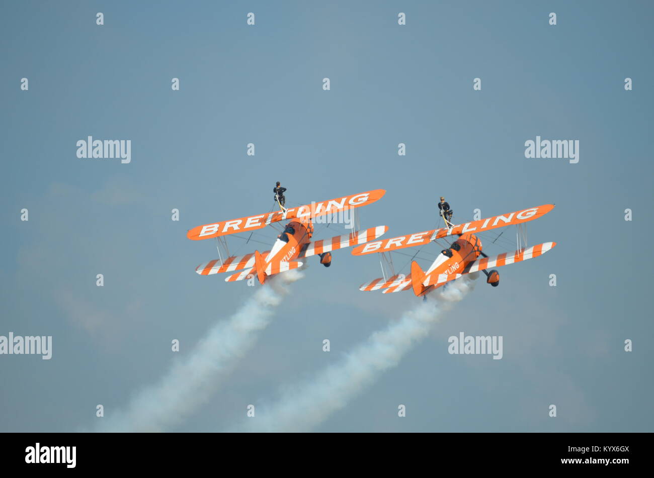The Breitling Wing-Walkers display team perform at Wings & Wheels ...