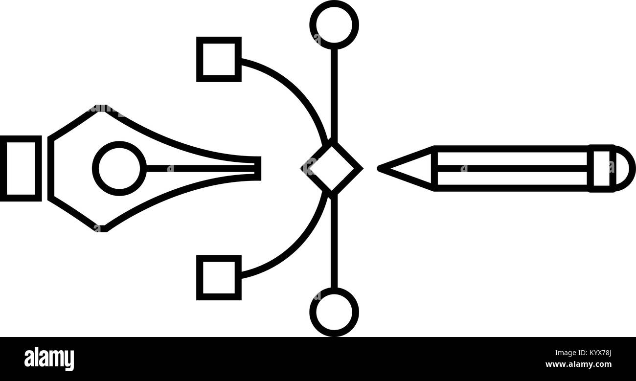 Vector software and design icon - pen and pencil illustrator concept ...