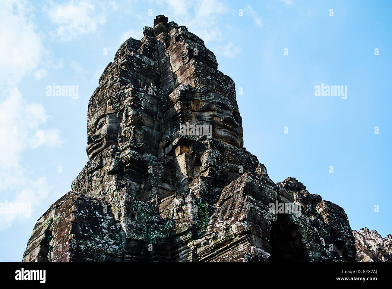 Historic building in Angkor wat Thom Cambodia with devatas carvings ...