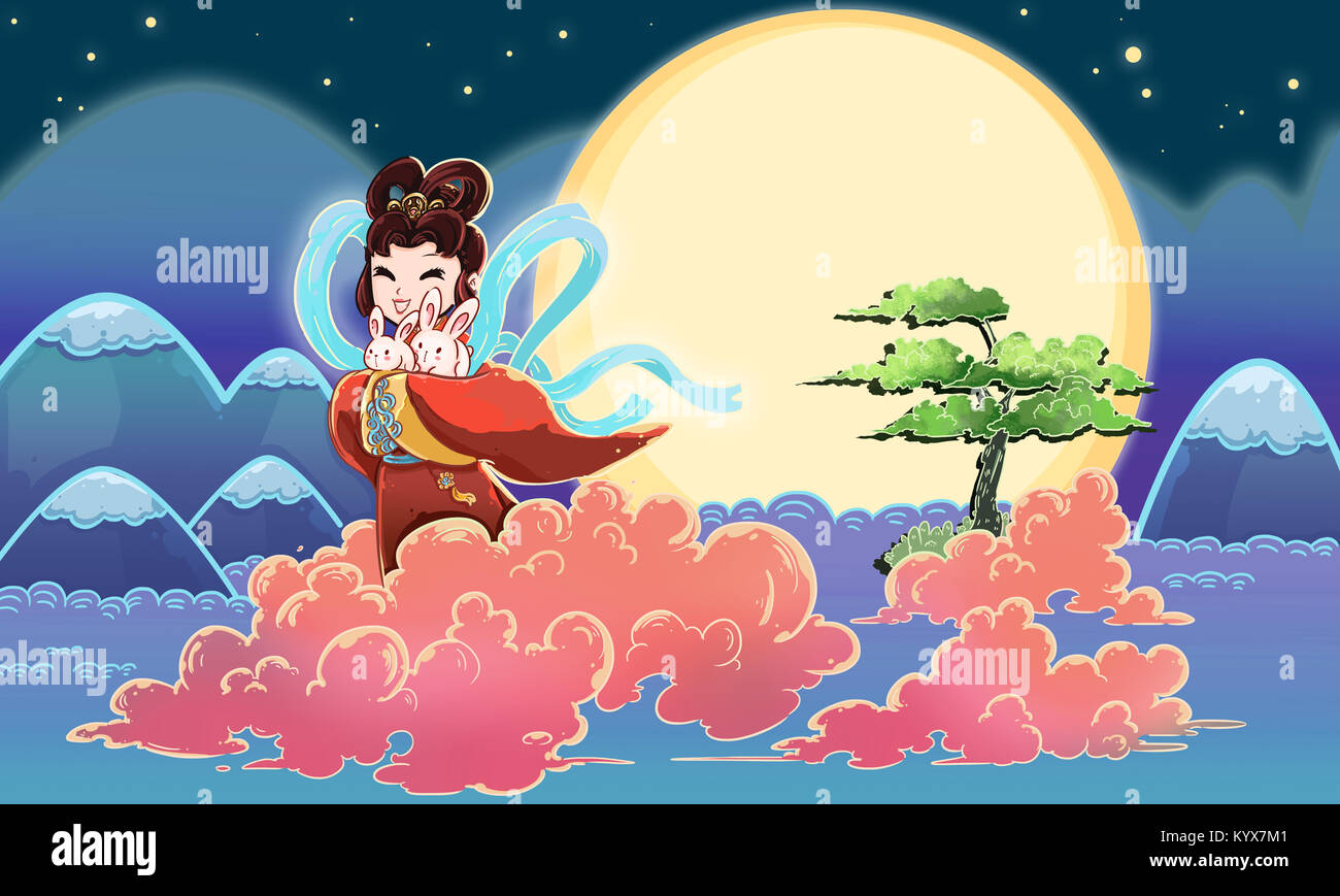 The Goddess Chang's fly to the moon Stock Photo - Alamy