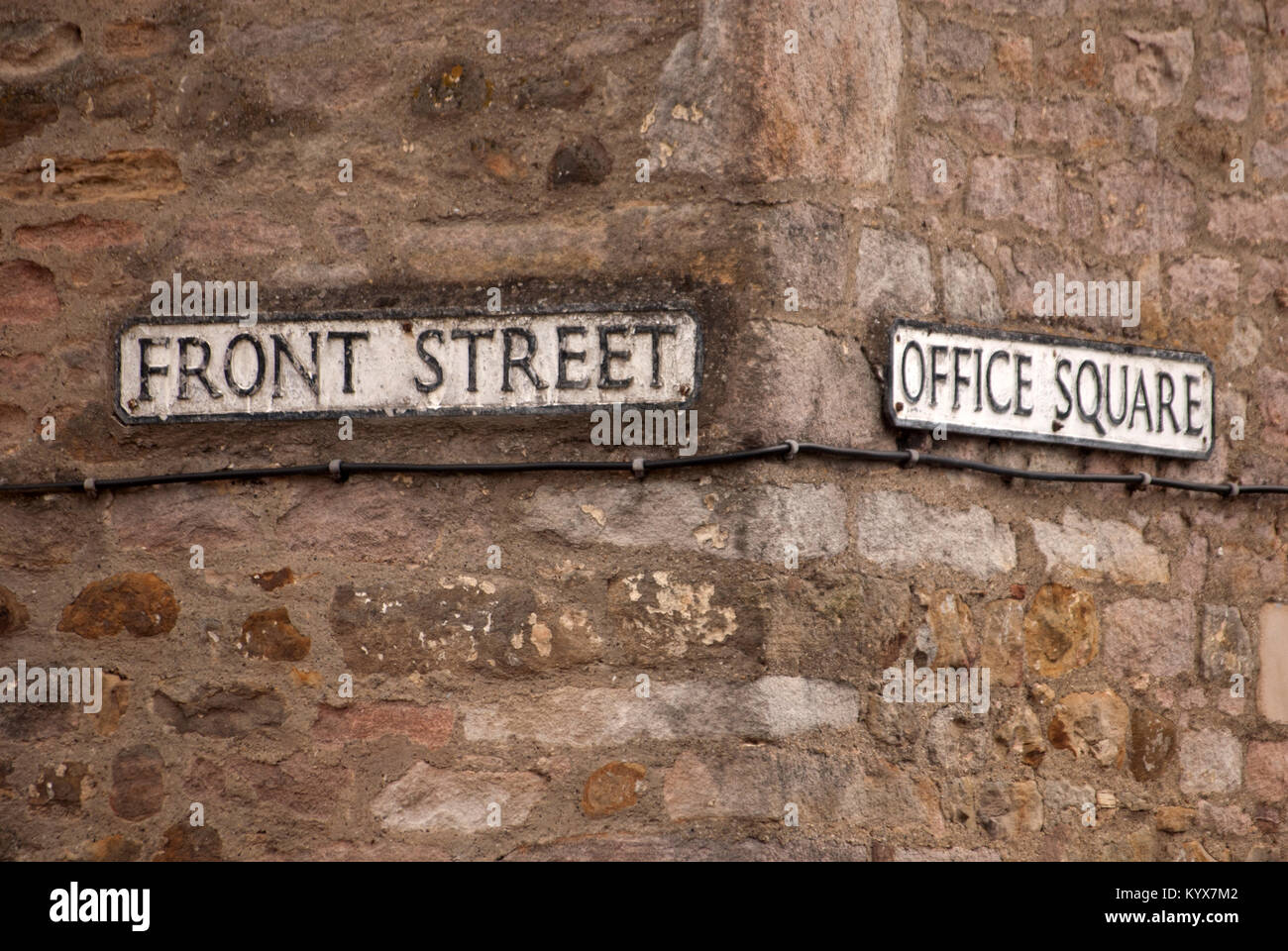 Front street and Office Square street signs, Staindrop, County Durham ...