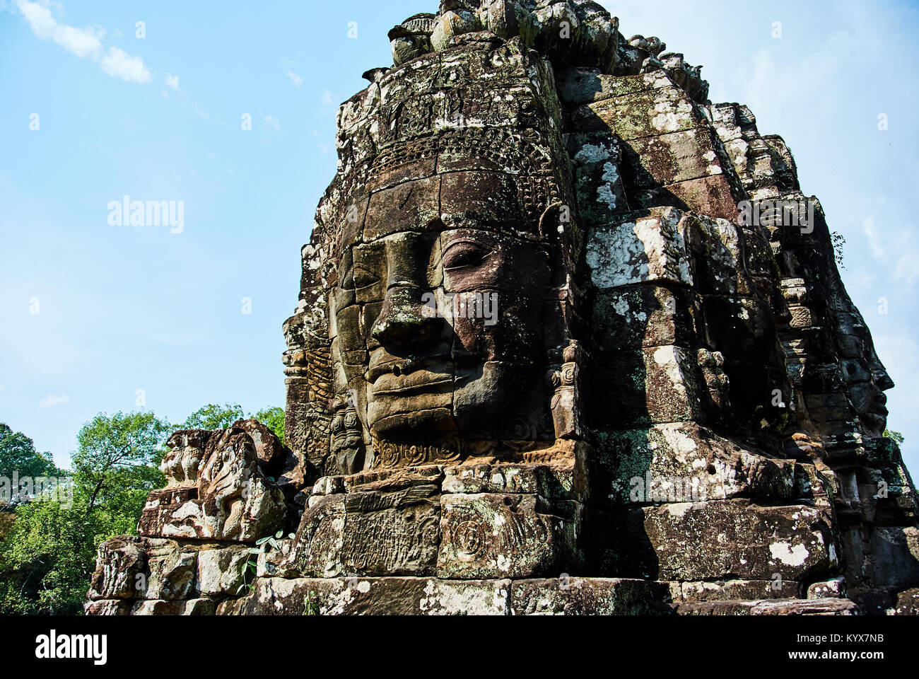 Historic building in Angkor wat Thom Cambodia with devatas carvings ...