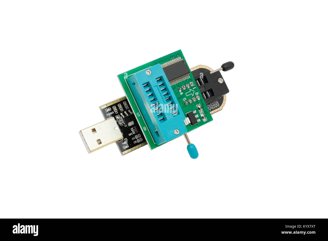 Computer usb mini programmer. Close-up. Isolated on white background ...