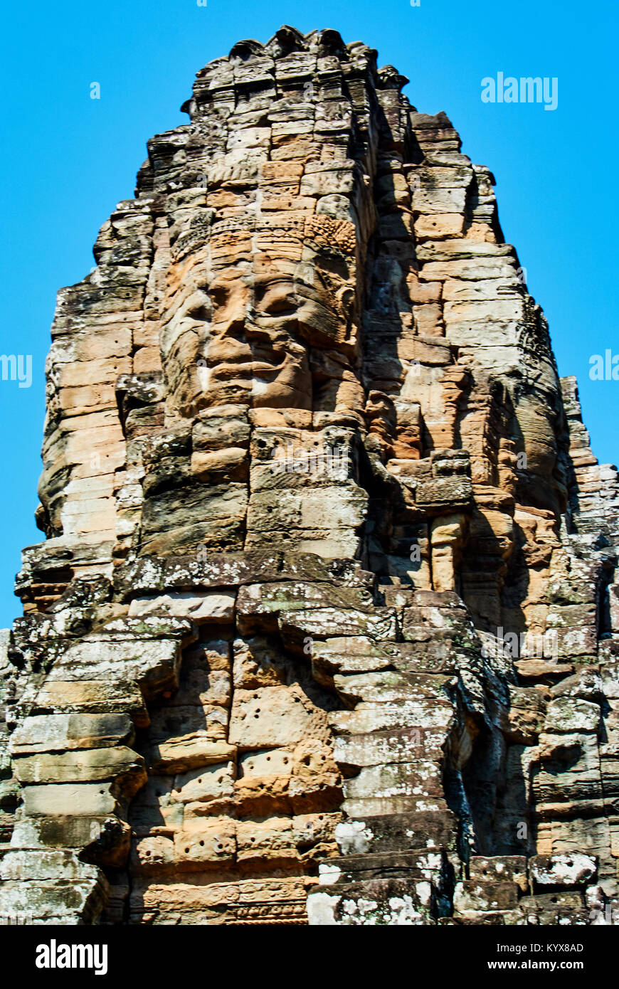 Historic building in Angkor wat Thom Cambodia with devatas carvings ...