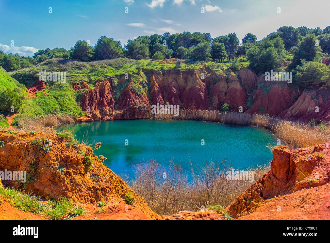 Salento, Otranto: lunar landscape of the lake of the bauxite quarry ...