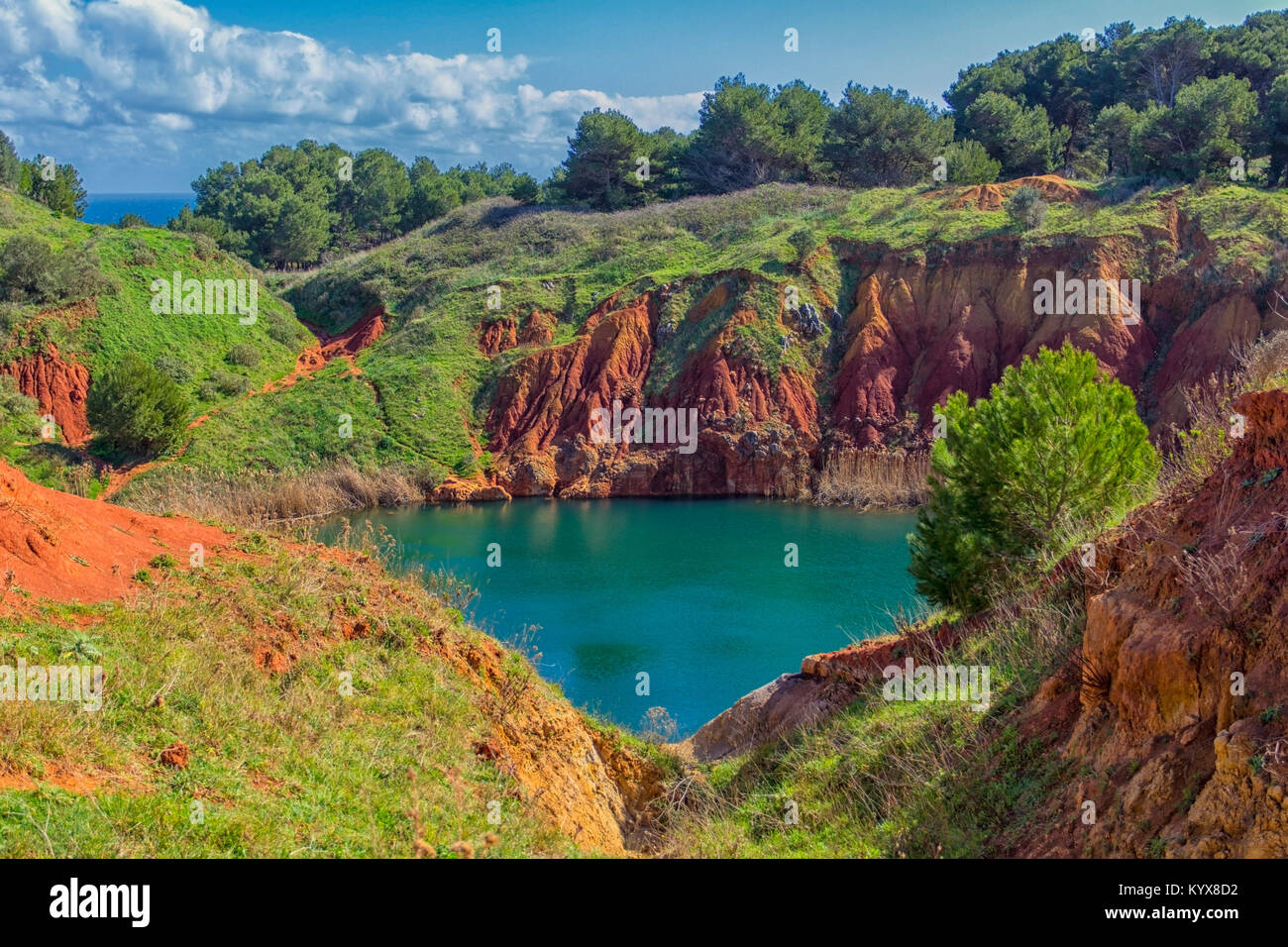 Salento, Otranto: lunar landscape of the lake of the bauxite quarry ...