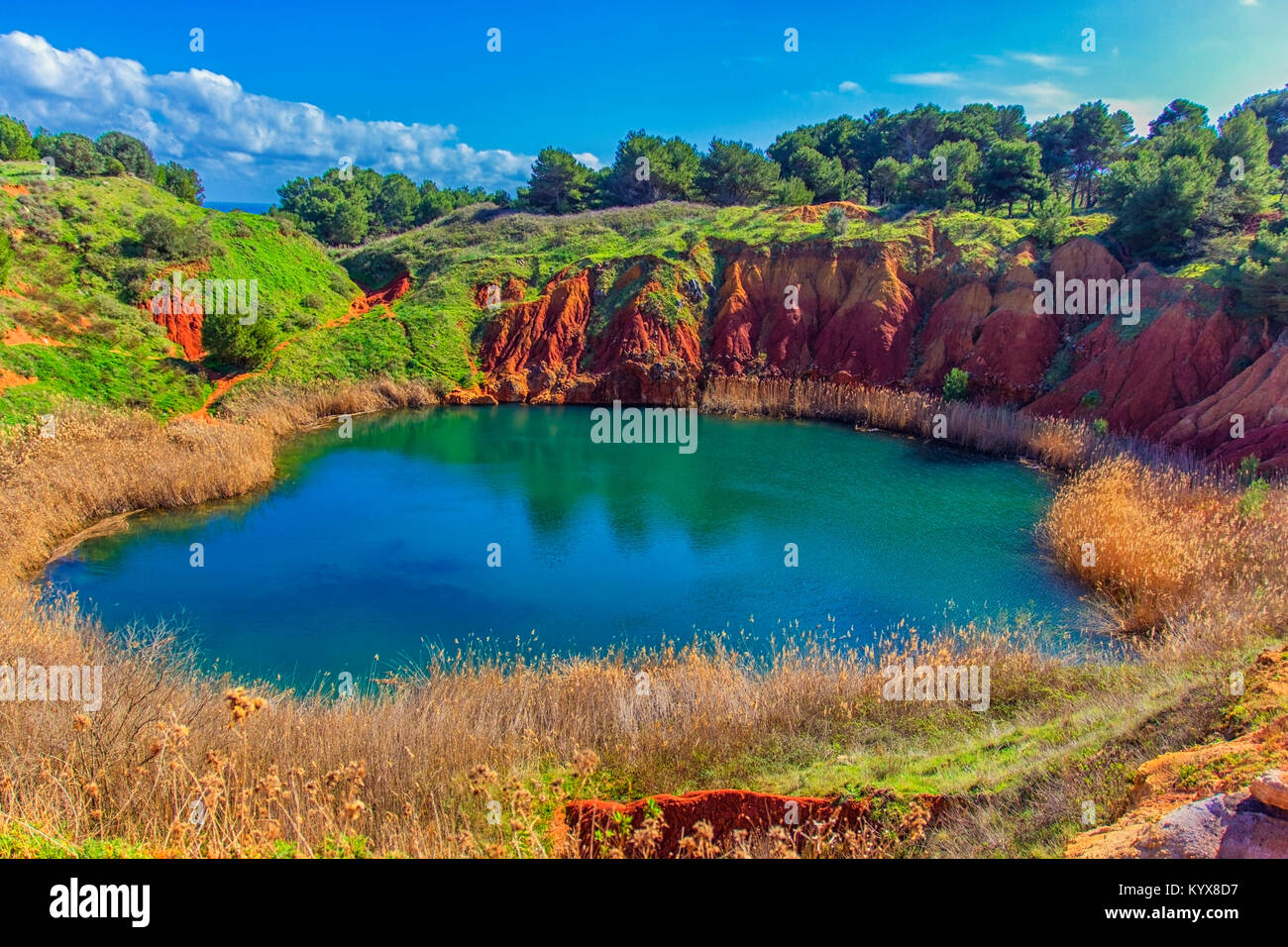 Salento, Otranto: lunar landscape of the lake of the bauxite quarry ...
