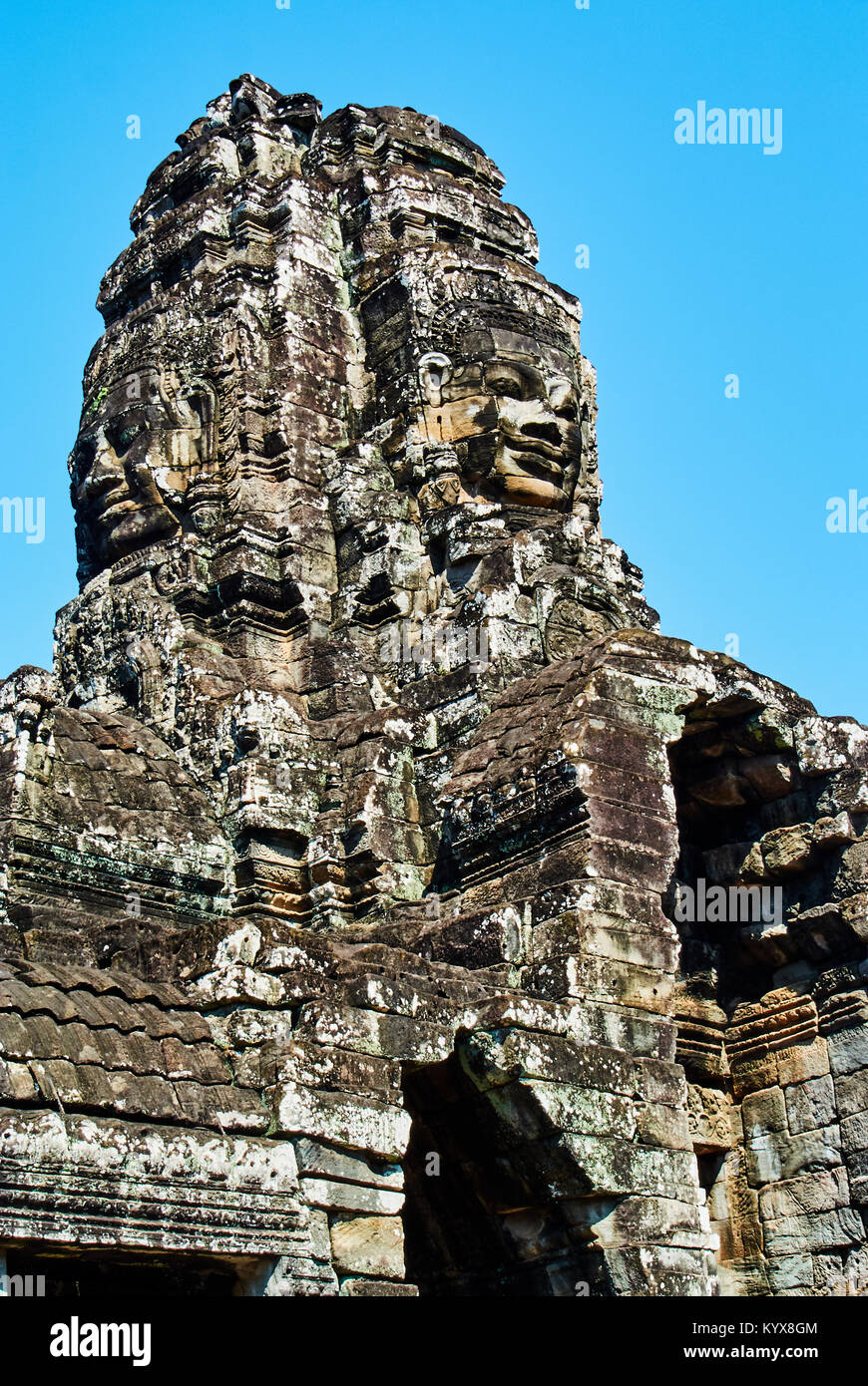 Historic building in Angkor wat Thom Cambodia with devatas carvings ...