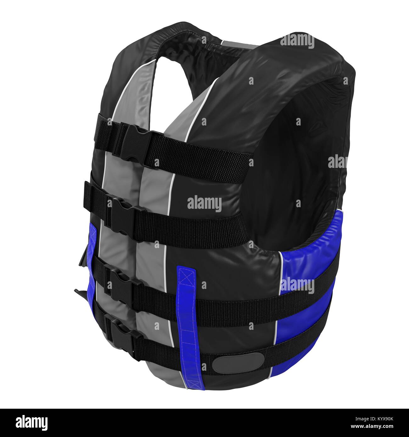 Blue Life Jacket on white. 3D illustration Stock Photo - Alamy