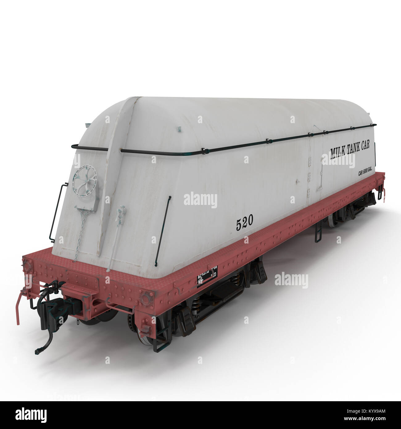 Railroad Milk Tank Car on white. 3D illustration Stock Photo - Alamy