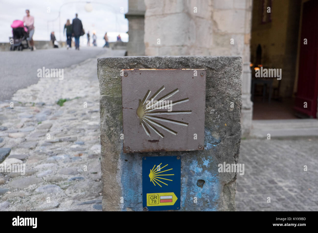 Camino de Santiago,pilgrimage,sign,shell,for GR78,route,to,Santiago ...