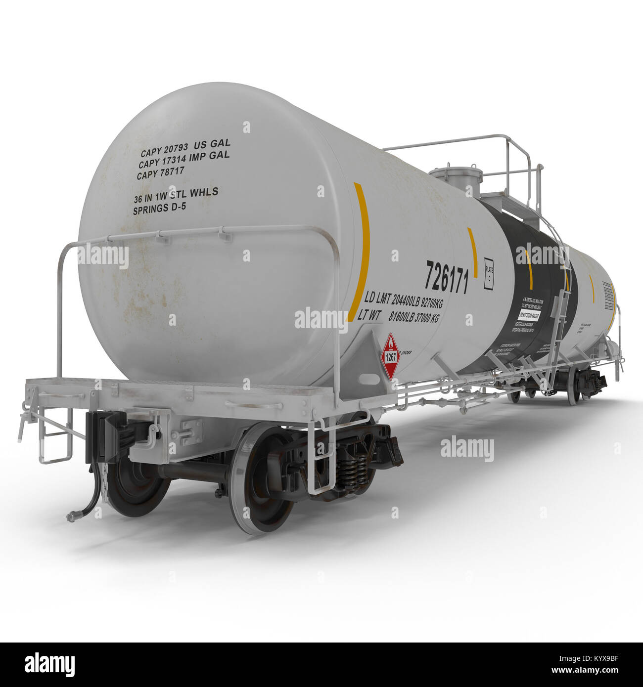 White railroad tank cars for oil and gas. 3D illustration Stock Photo ...