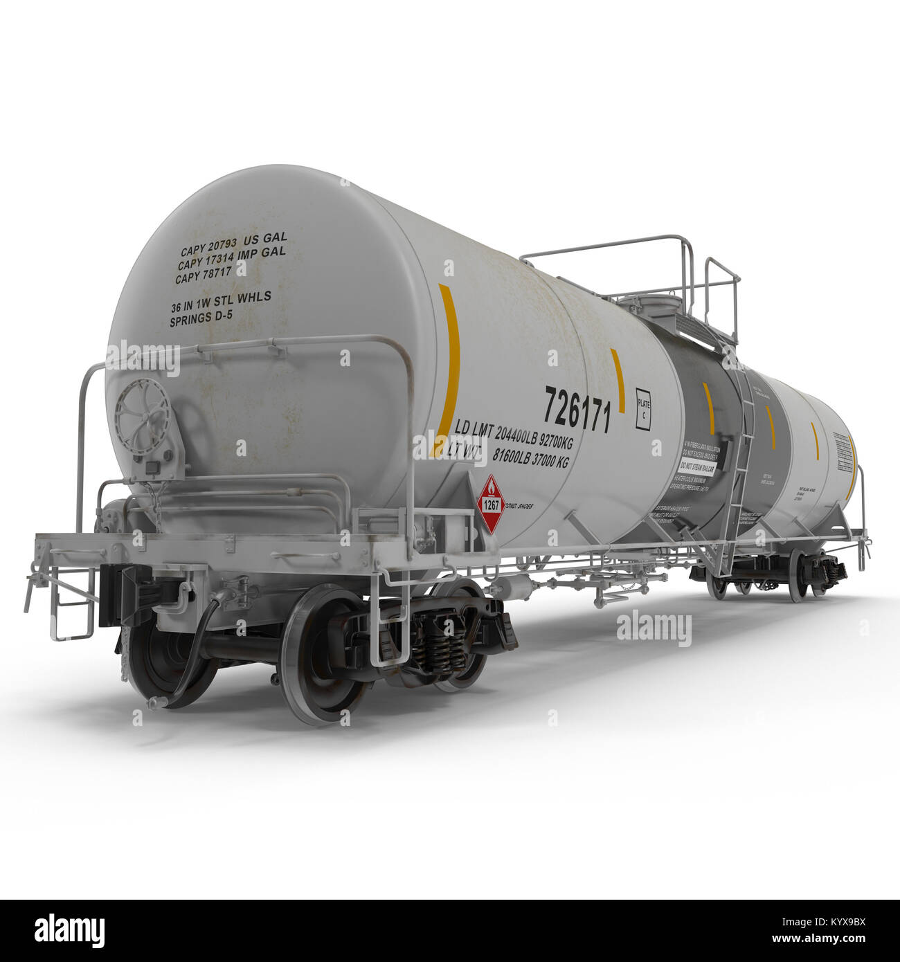 Oil tank car on white. 3D illustration Stock Photo - Alamy
