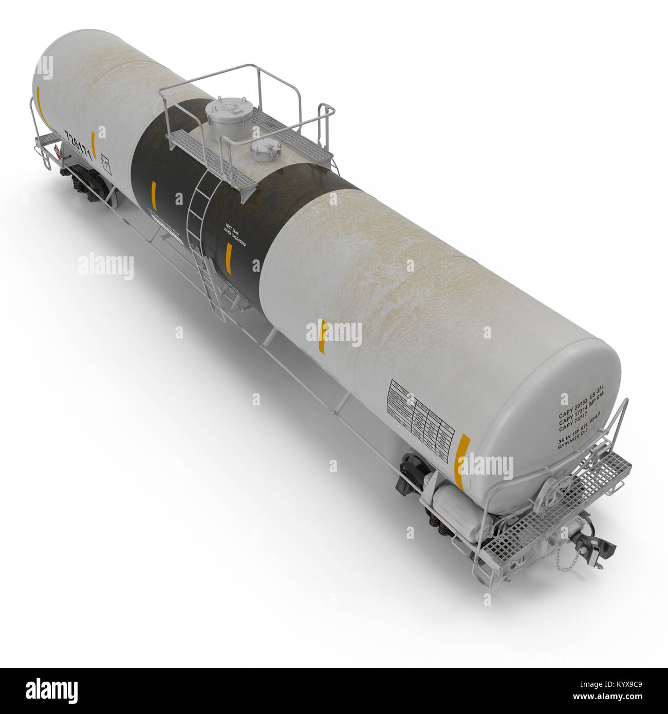 Railroad Tank Car on white. Angle from up. 3D illustration Stock Photo ...