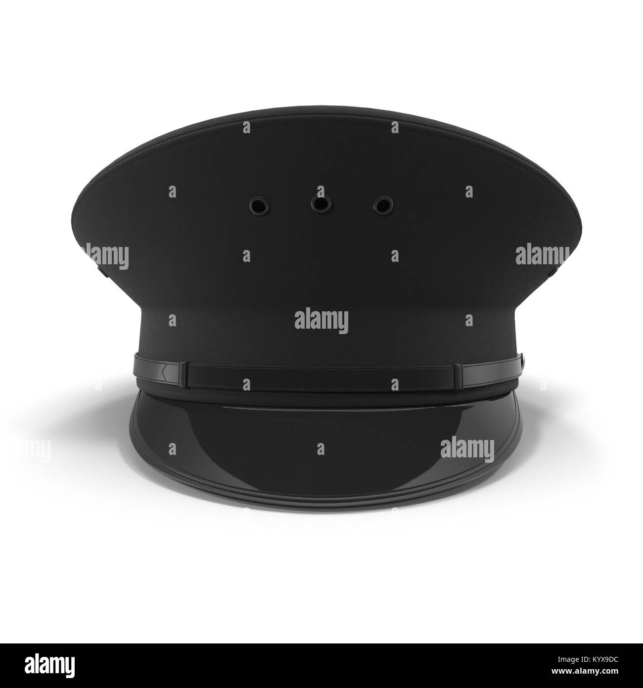 Front view police flat cap isolated on white. 3D illustration Stock ...
