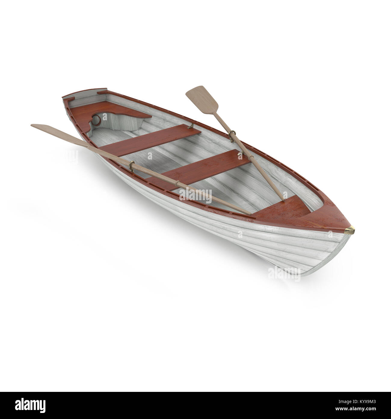 Wooden Row Boat Side View