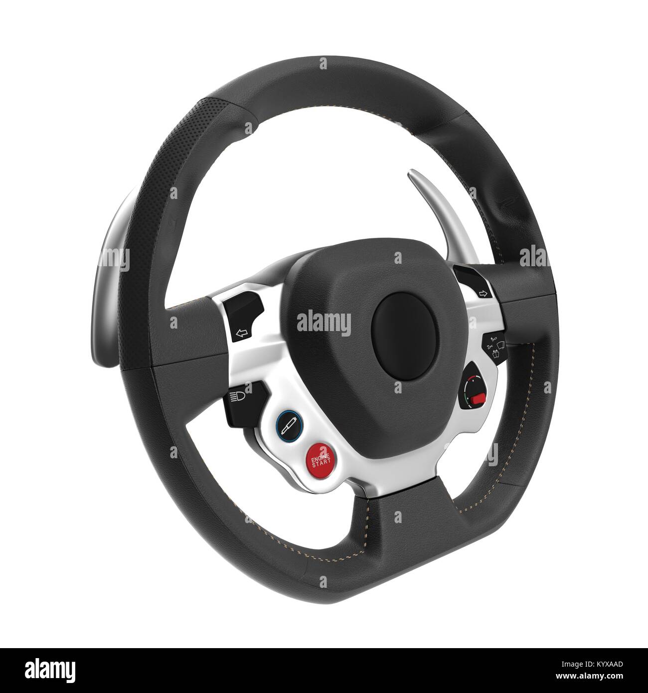 Sport Car Steering Wheel on white. 3D illustration Stock Photo - Alamy
