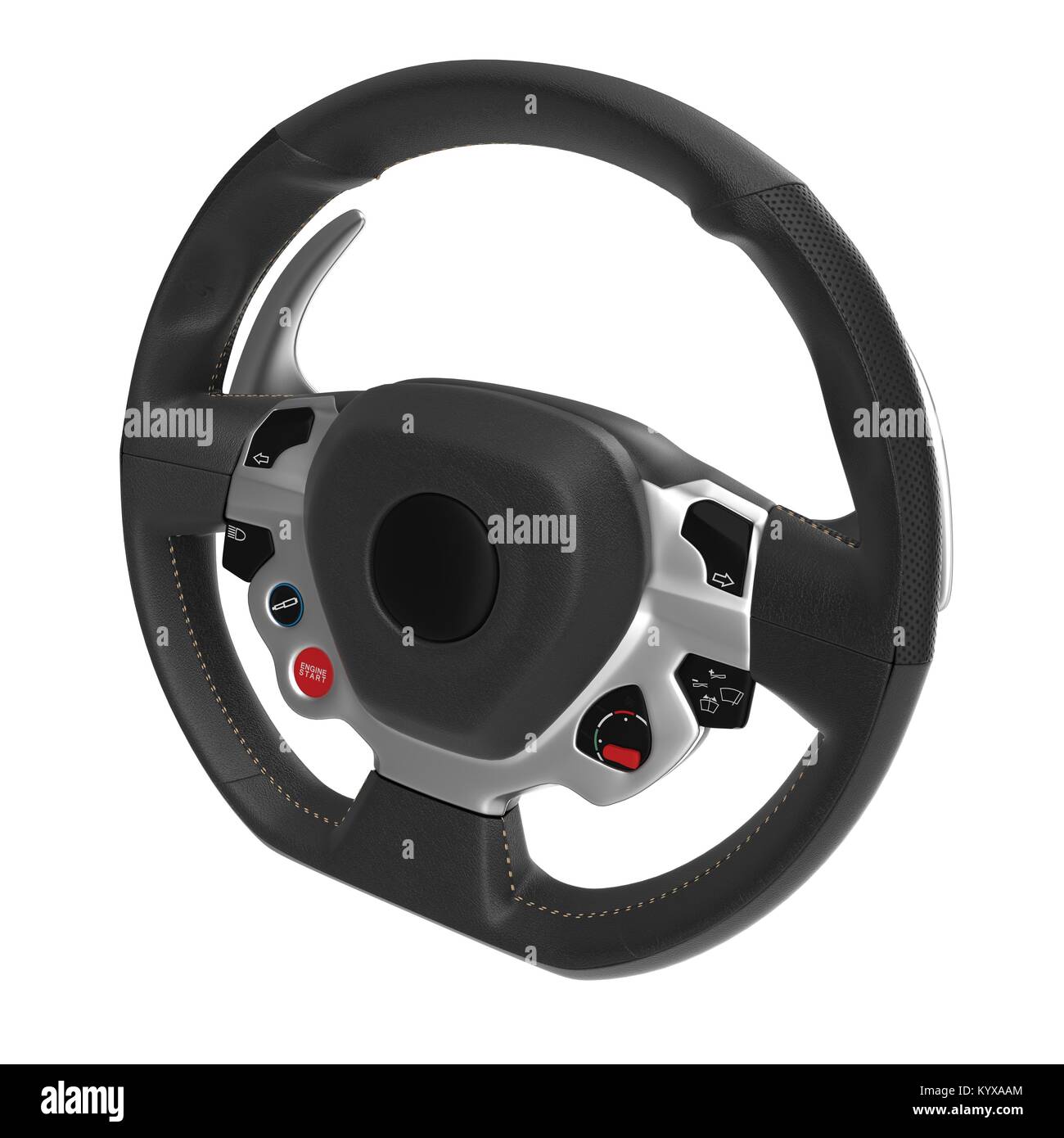 Sport Car Steering Wheel on white. 3D illustration Stock Photo - Alamy