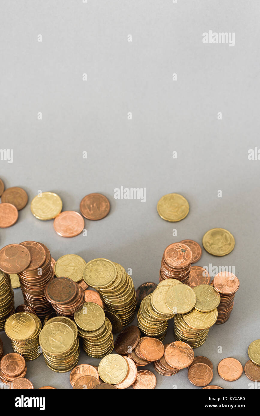 Scattered pile of coins as template from above Stock Photo - Alamy