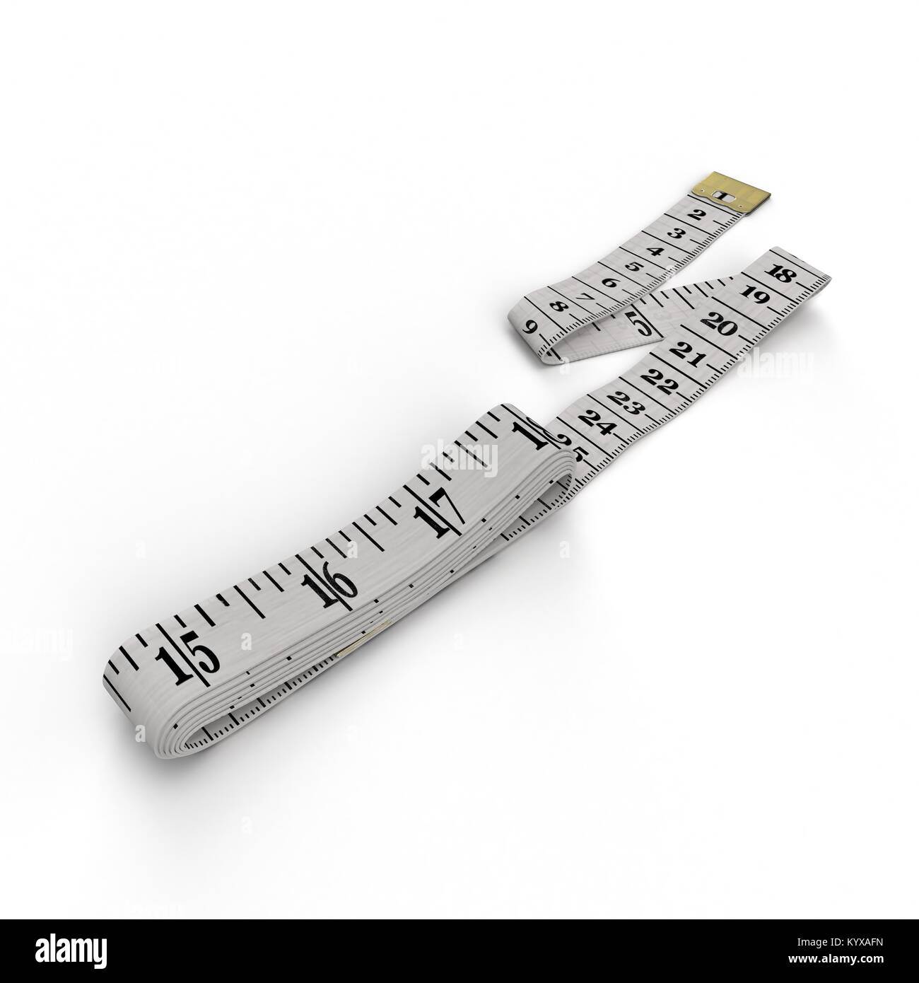 White tailor meter with soft shadow. 3D illustration Stock Photo - Alamy