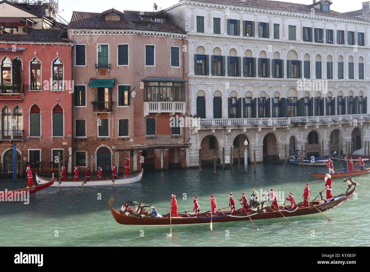 The traditional Santa Claus race in Venice, Italy, held in the splendid ...