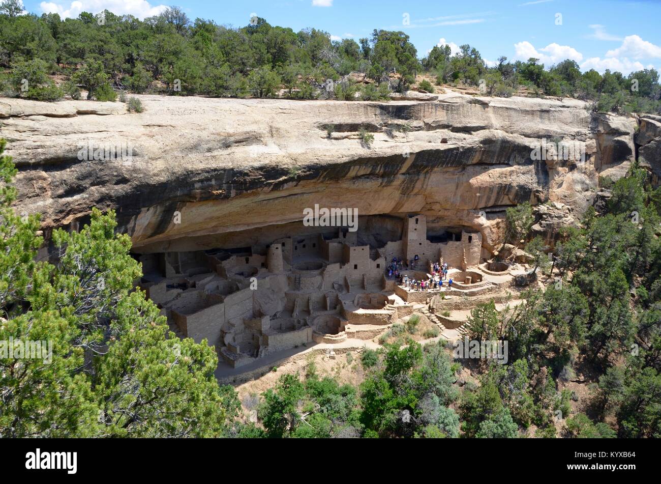tourists at the cliff dwellings Mesa Verde National Park colorado USA ...