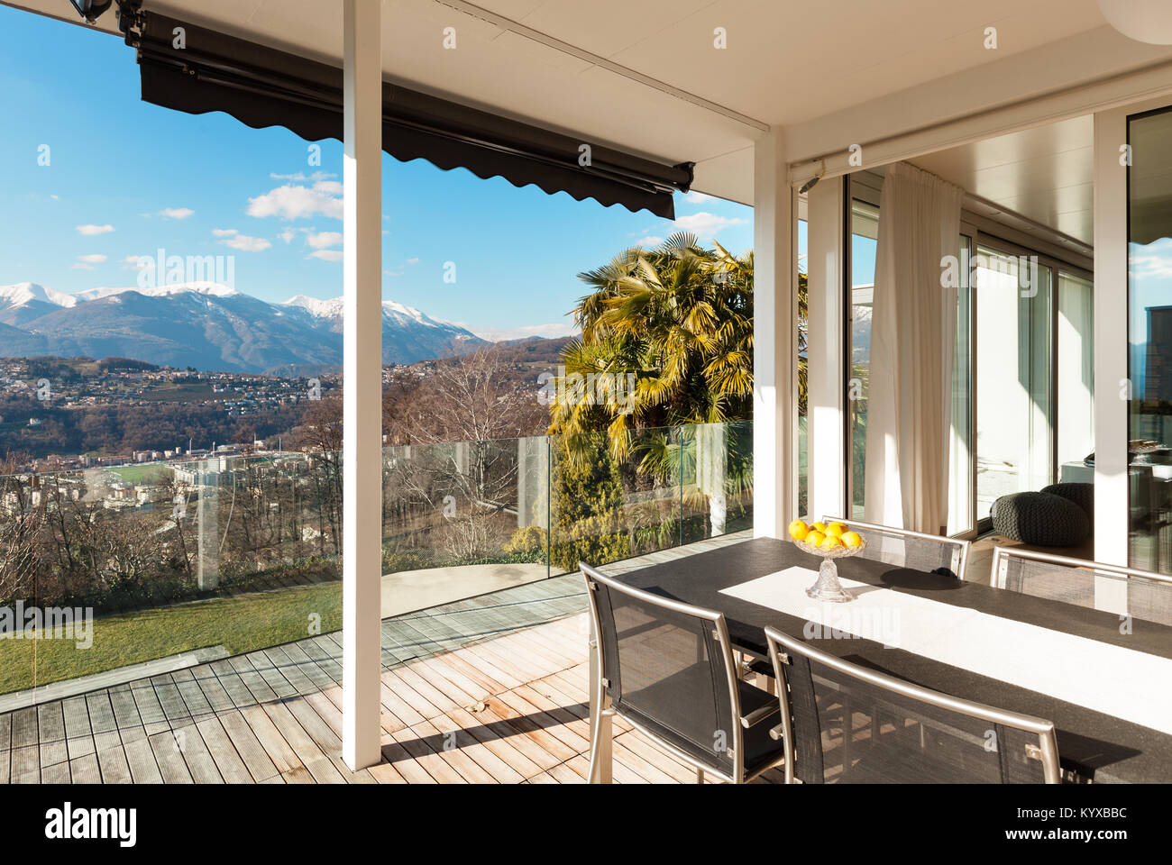 Modern house, view from terrace Stock Photo - Alamy