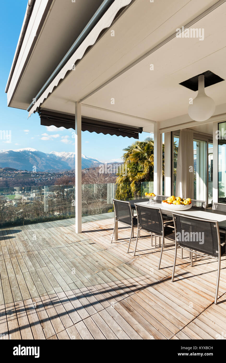 Modern house, view from terrace Stock Photo - Alamy