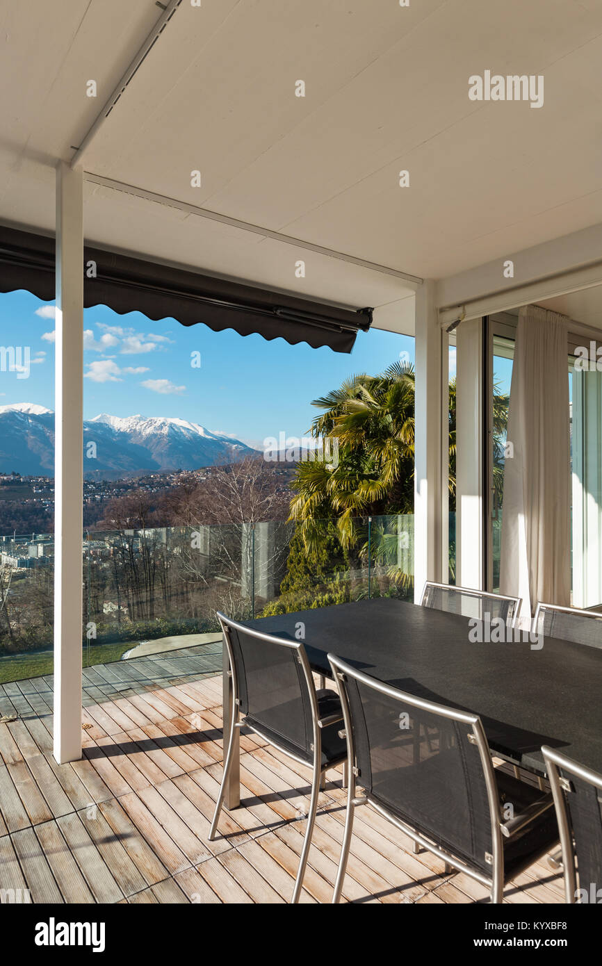 Modern house, view from veranda Stock Photo - Alamy