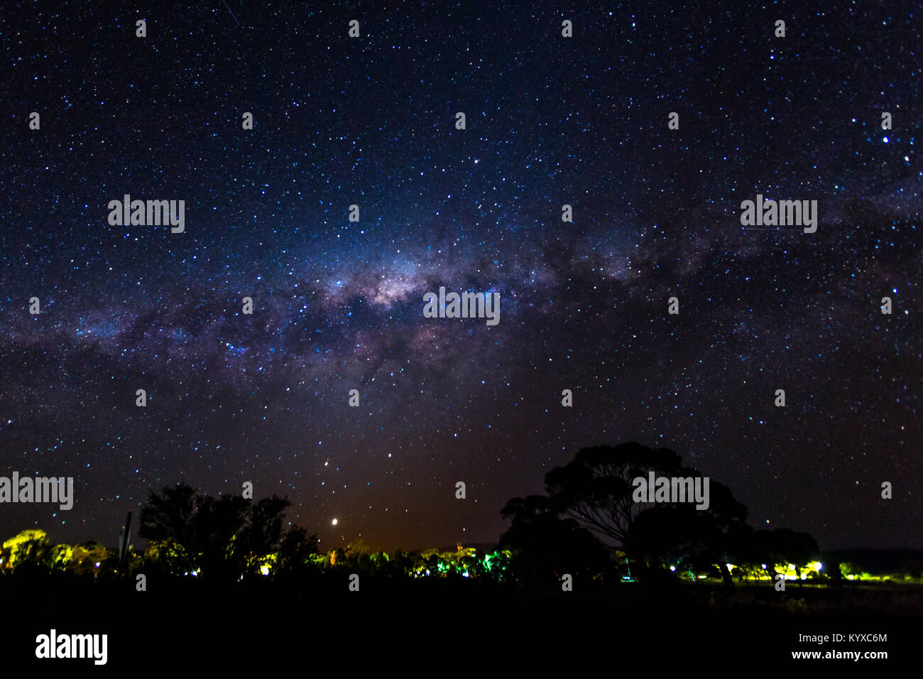Night landscape outside Hawker Australia with colorful Milky way and a ...