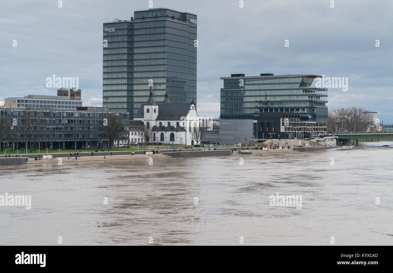 Flood on Rhine river, Cologne, Germany Stock Photo - Alamy