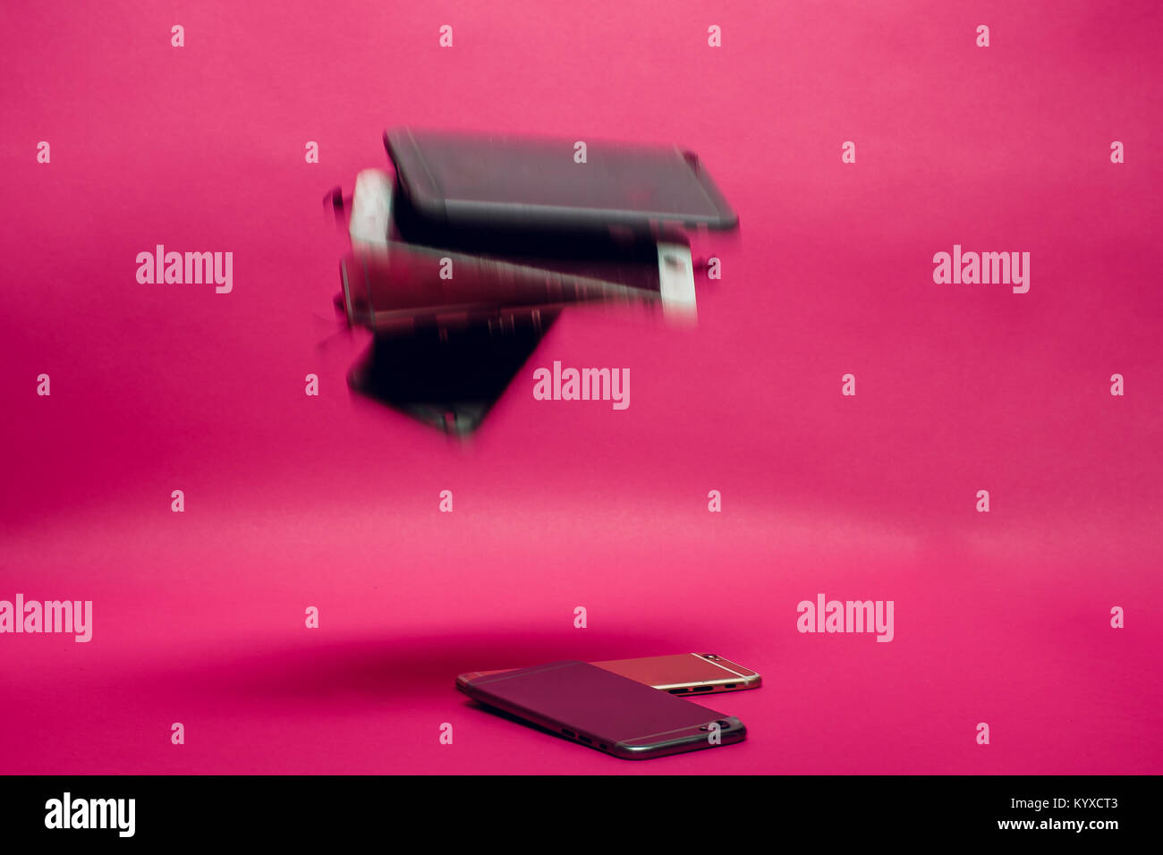 Damaged smartphone Caused by severe shocks. Broken smartphone screen ...