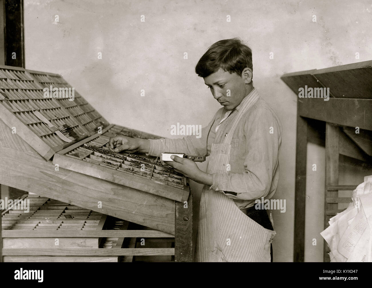 Learning typesetting. Training School for Deaf Mutes Stock Photo - Alamy